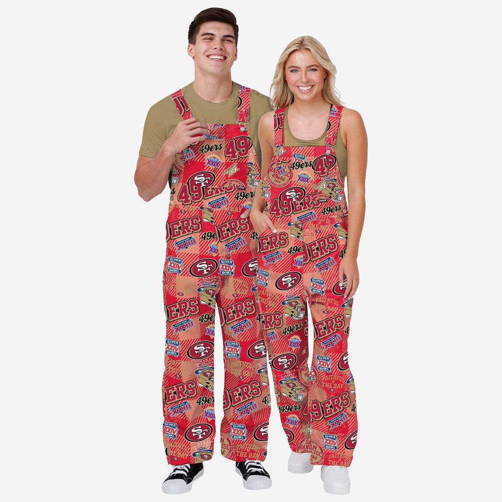 San Francisco 49ers Womens Historic Print Bib Overalls FOCO