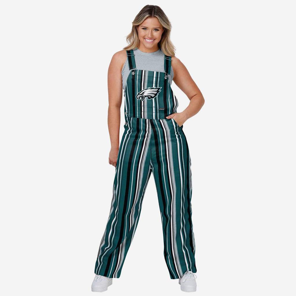 Philadelphia Eagles Womens Hyper Stripe Bib Overalls FOCO