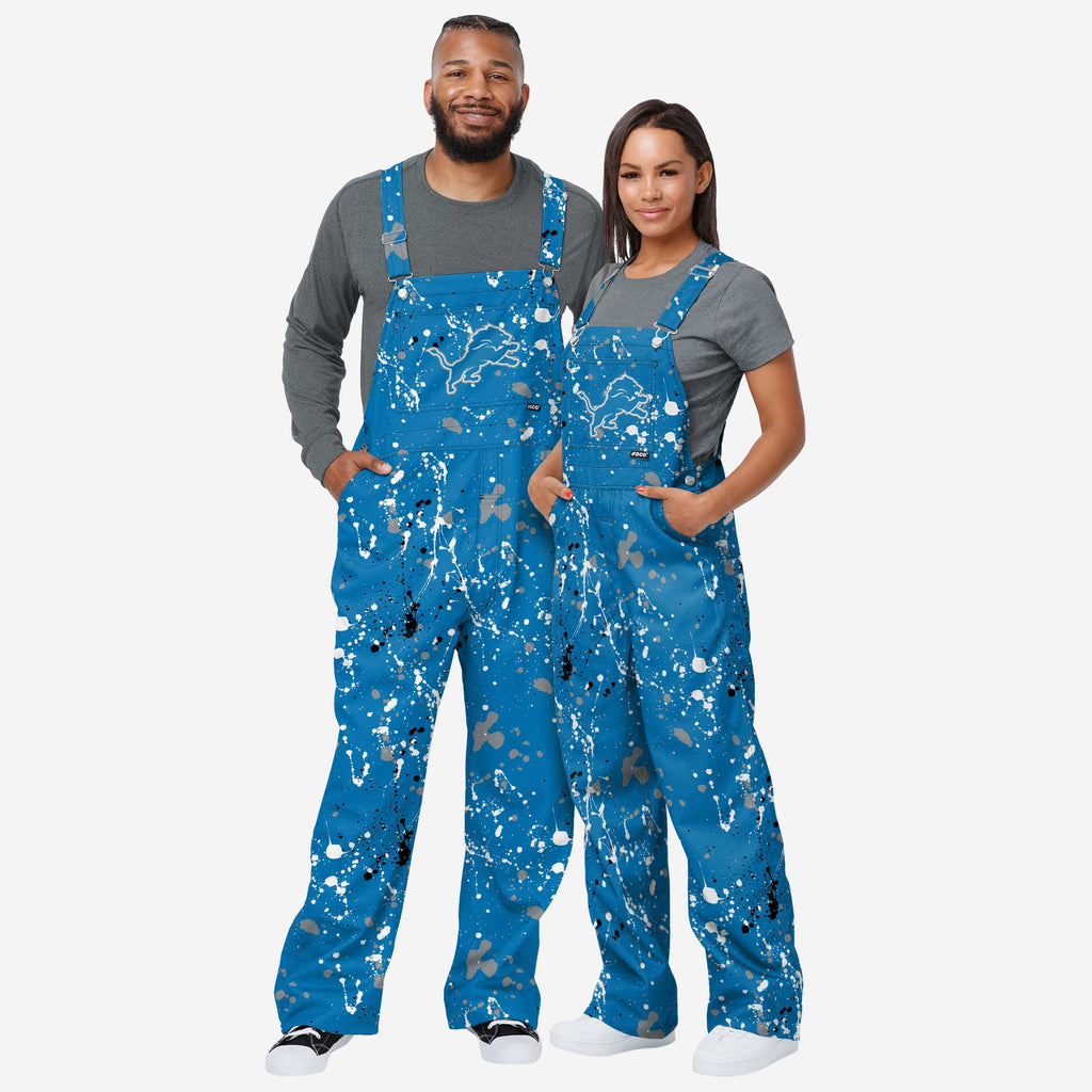 Detroit Lions Womens Paint Splatter Bib Overalls FOCO