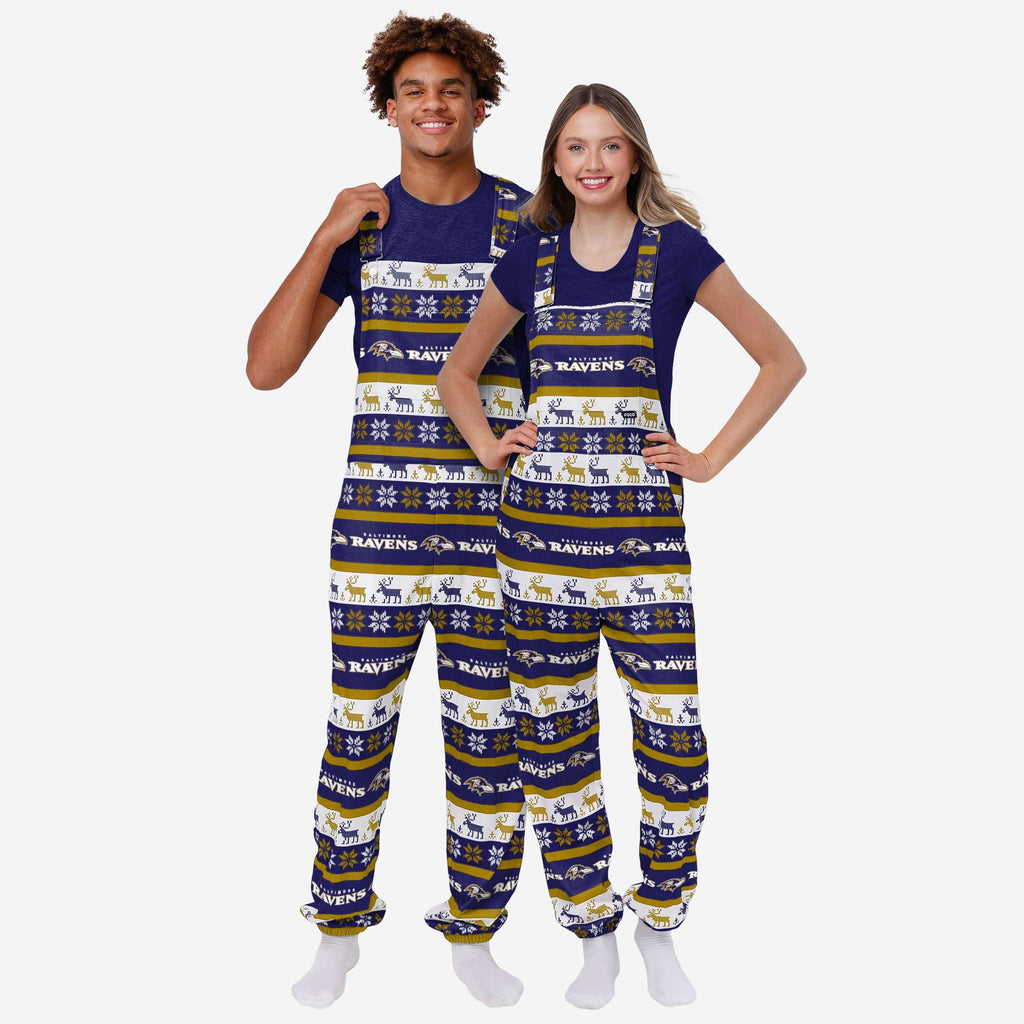 Baltimore Ravens Womens Ugly Home Gating Bib Overalls FOCO