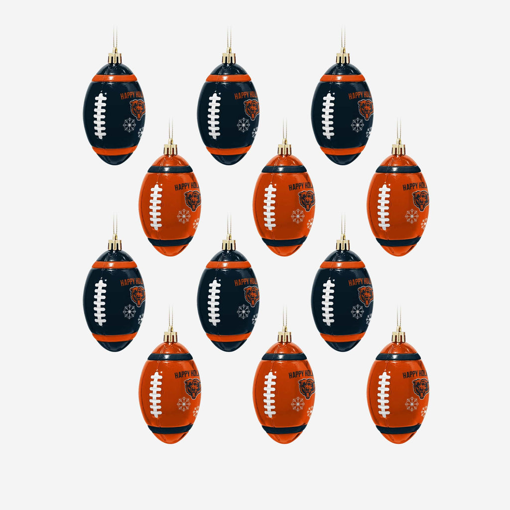 Chicago Bears 12 Pack Football Ornament Set FOCO