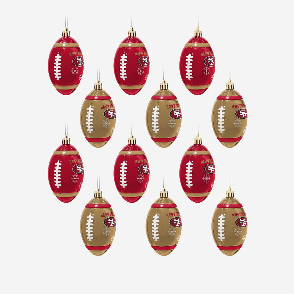San Francisco 49ers 12 Pack Football Ornament Set FOCO