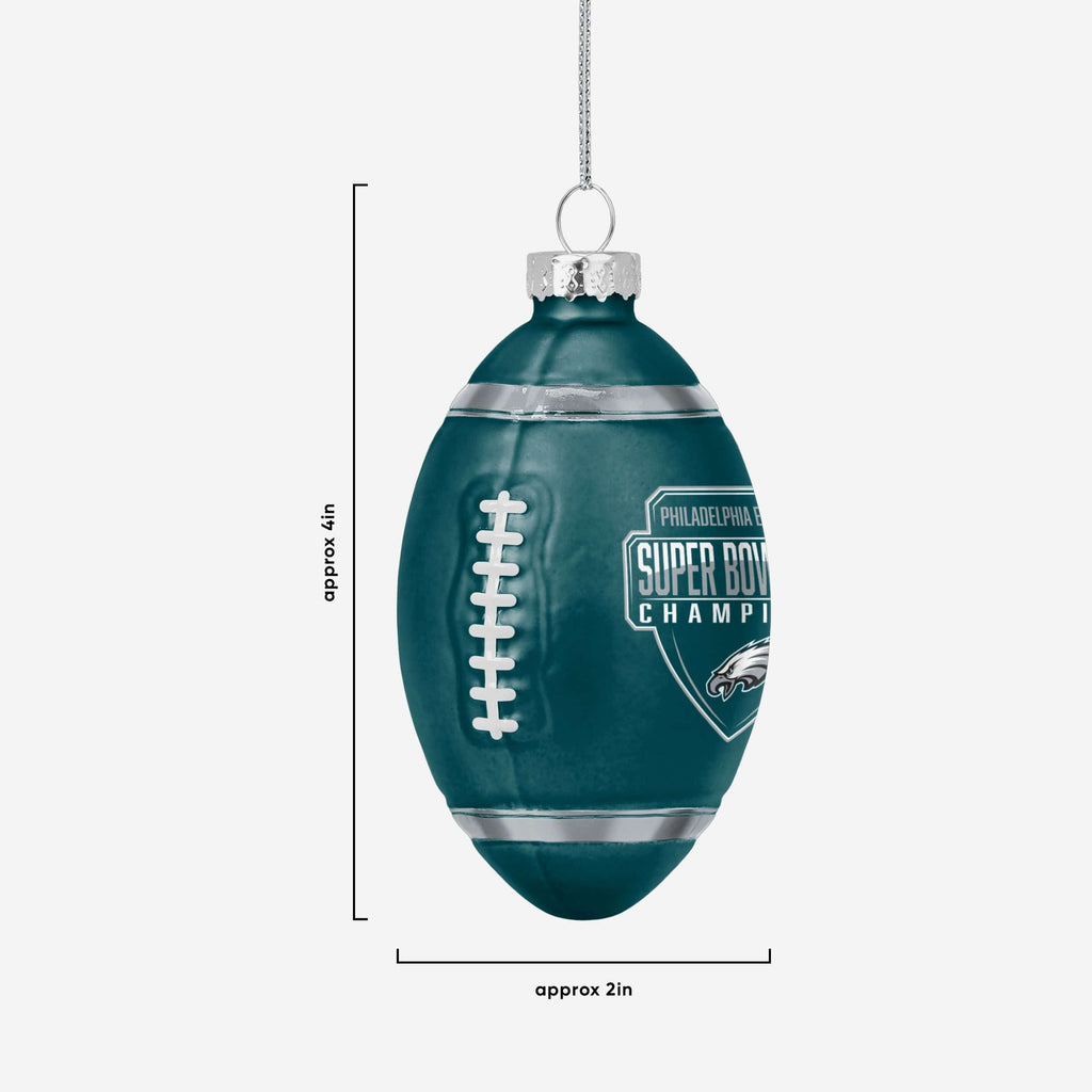 Philadelphia Eagles Super Bowl LIX Champions Blown Glass Football Orna FOCO