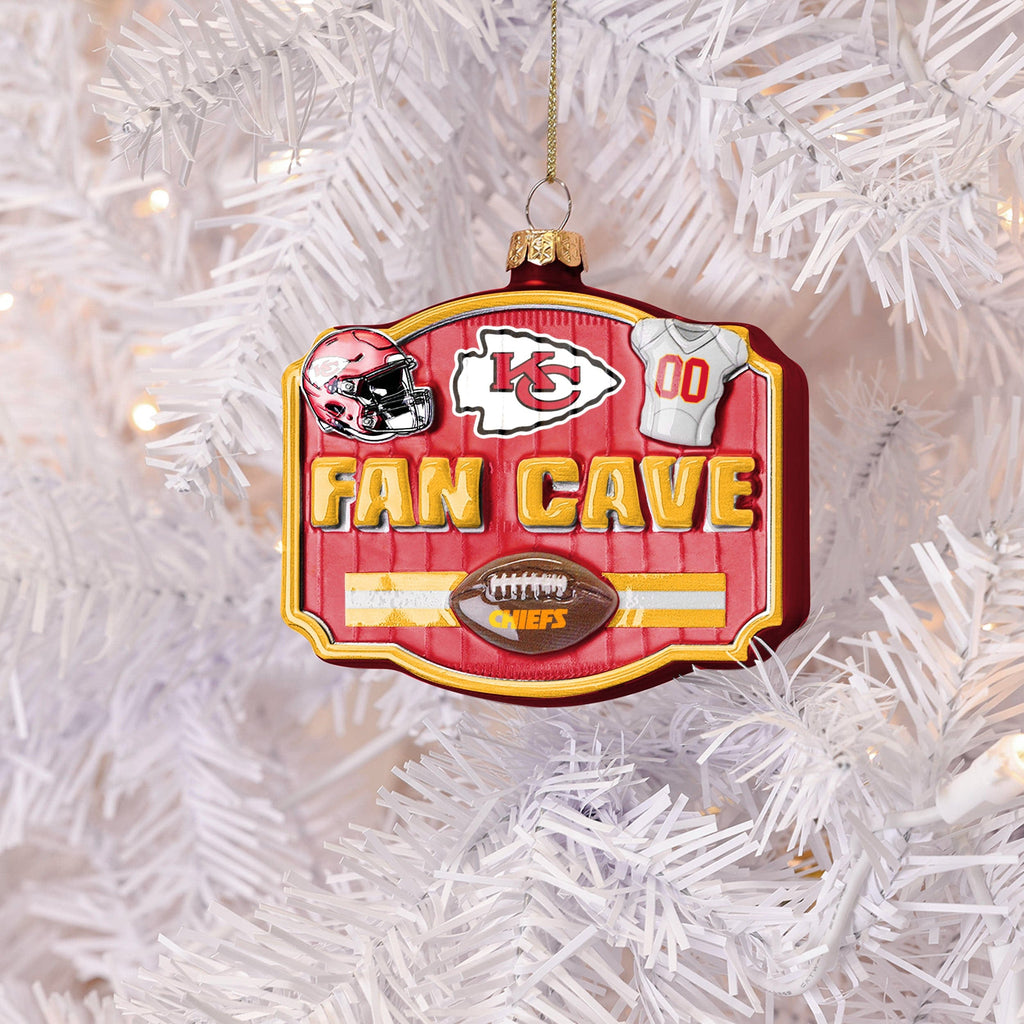 Kansas City Chiefs Blown Glass Fan Cave Ornament FOCO