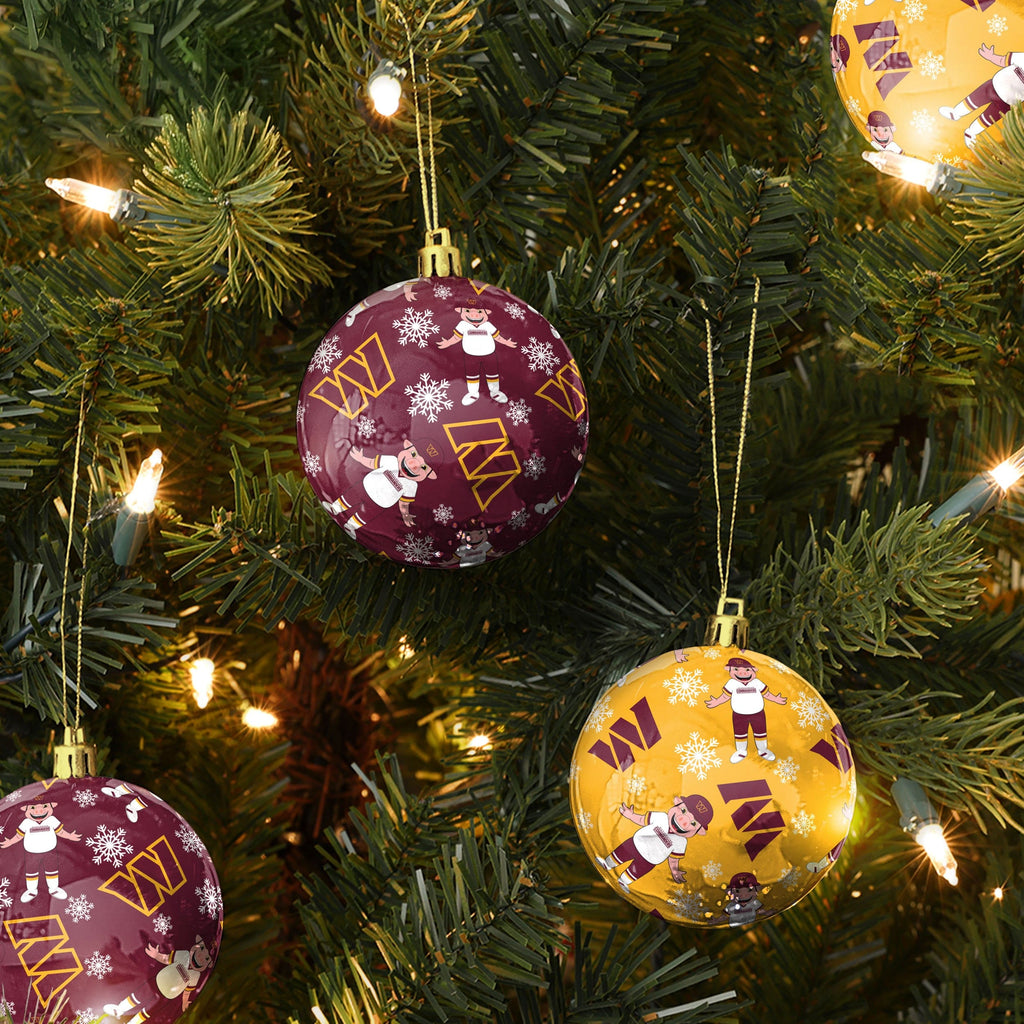 Washington Commanders 4 Pack Ball Mascot Ornament Set FOCO