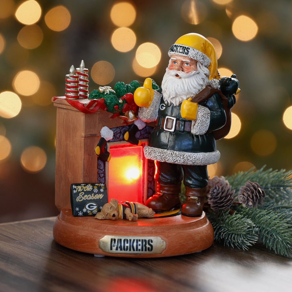 Green Bay Packers Santa Fireplace Figurine FOCO