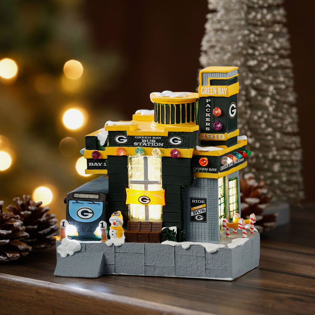 Green Bay Packers Light Up Resin Team Bus Station FOCO