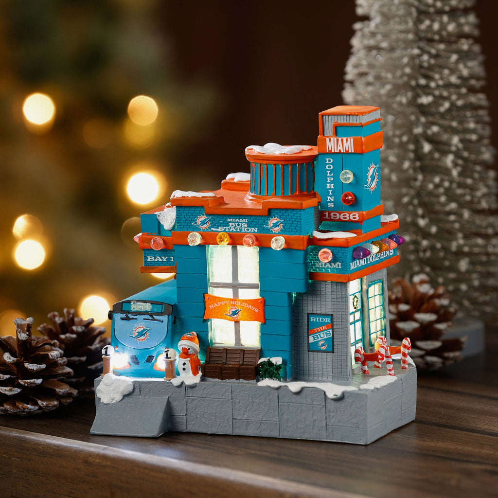 Miami Dolphins Light Up Resin Team Bus Station FOCO