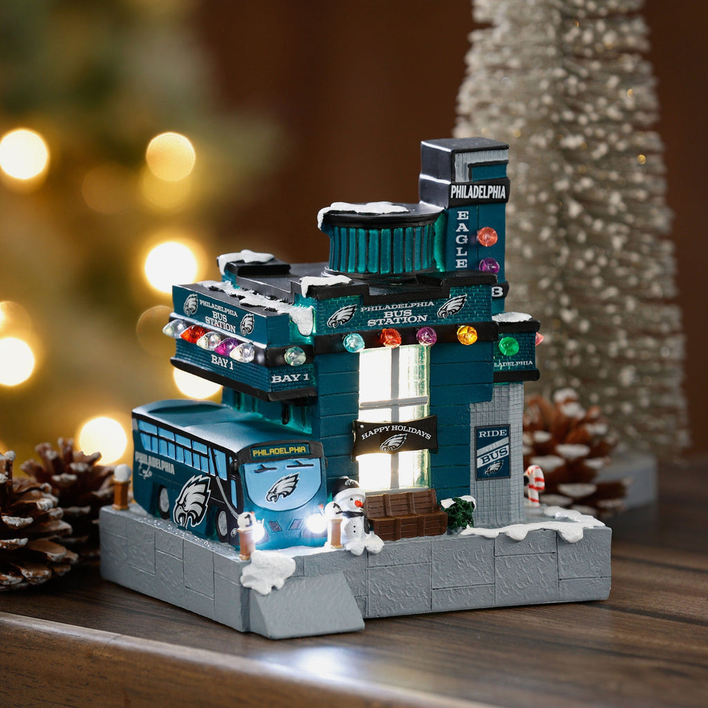 Philadelphia Eagles Light Up Resin Team Bus Station FOCO