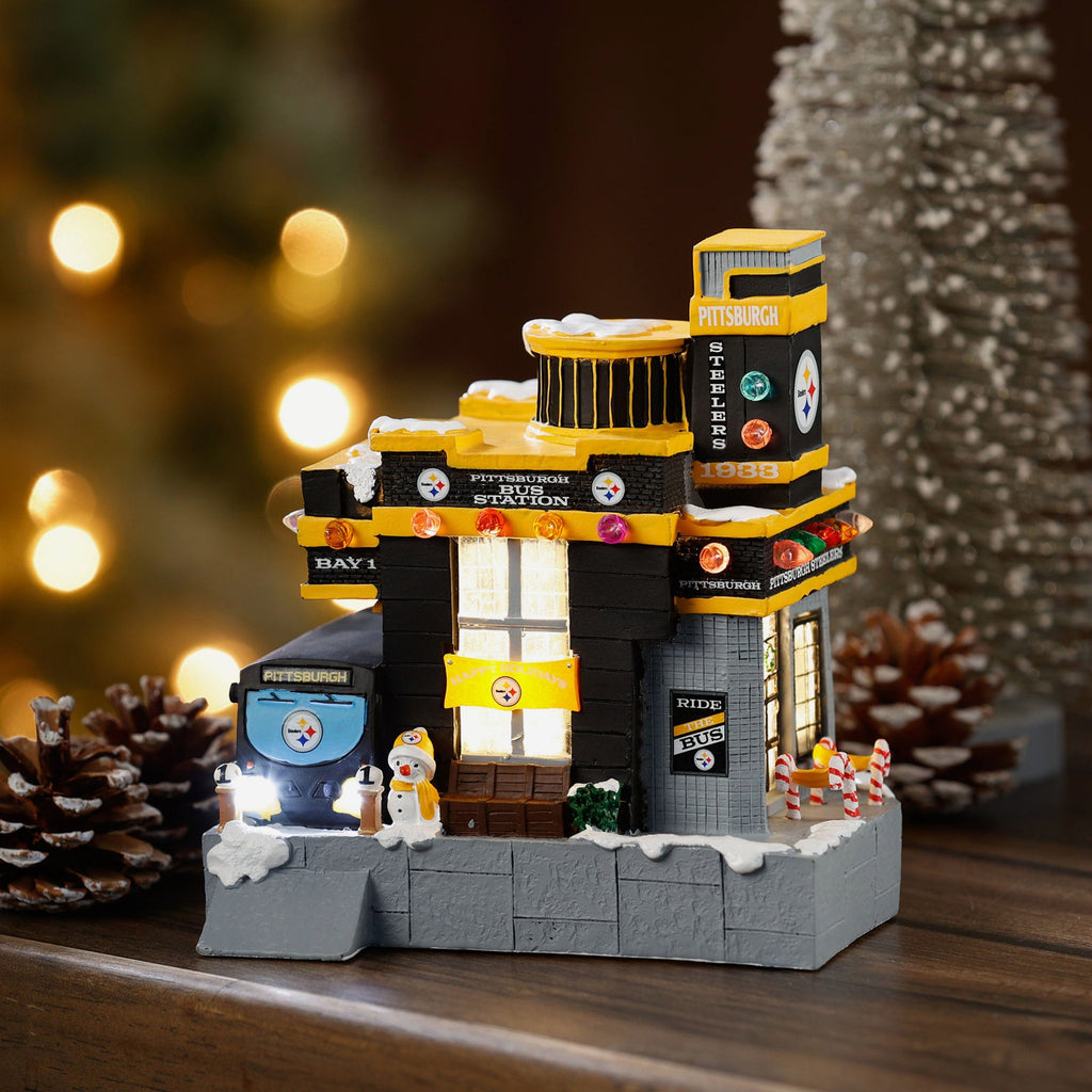 Pittsburgh Steelers Light Up Resin Team Bus Station FOCO