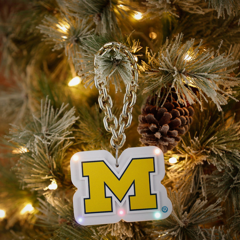 Michigan Wolverines Big Logo Light Up Chain Ornament FOCO
