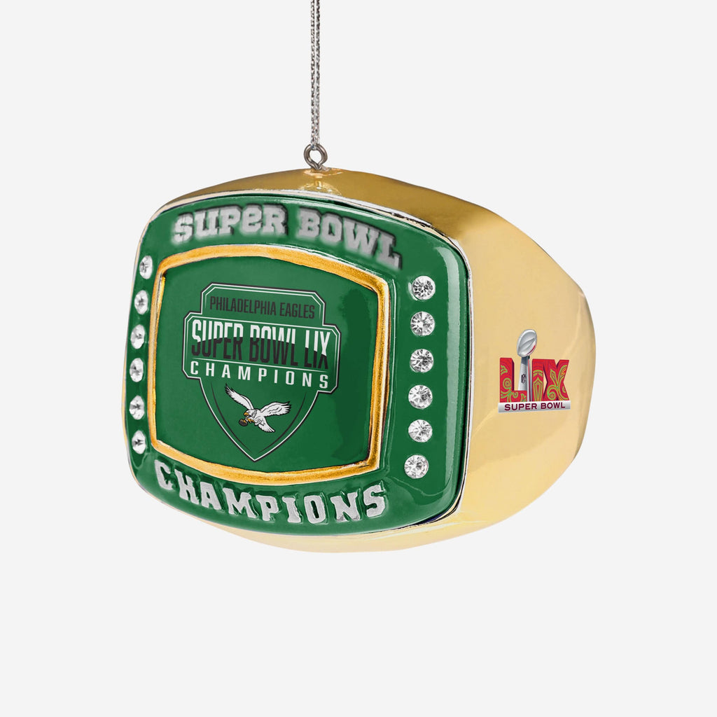 Philadelphia Eagles Super Bowl LIX Champions Kelly Green Ring Ornament FOCO
