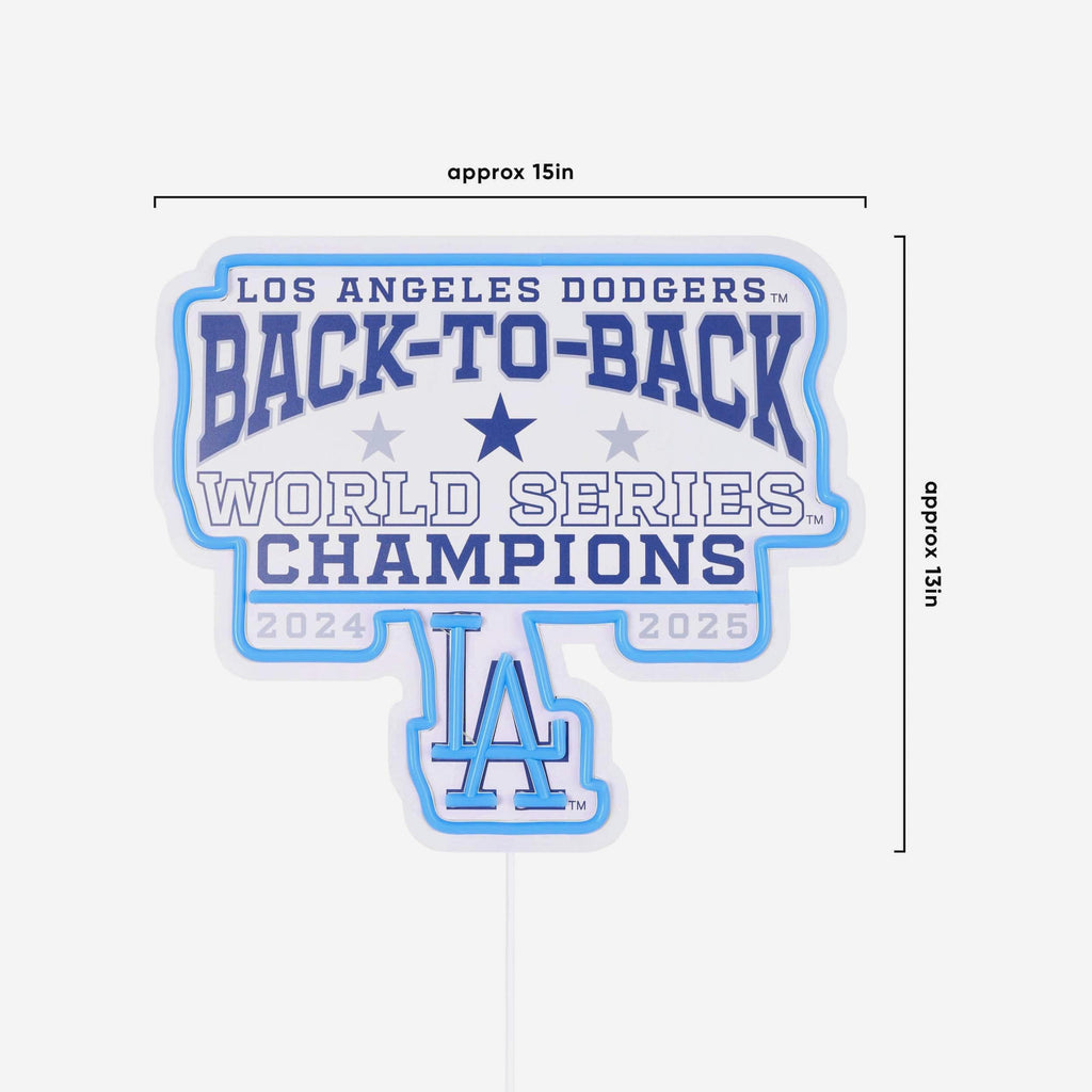 Los Angeles Dodgers 2025 Back To Back World Series Champions Neon Ligh FOCO