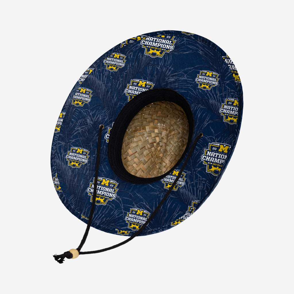 Michigan Wolverines 2023 Football National Champions Floral Straw Hat FOCO