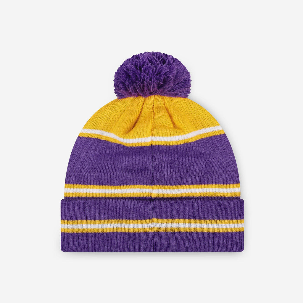LSU Tigers Big Wordmark Stripe Pom Beanie FOCO