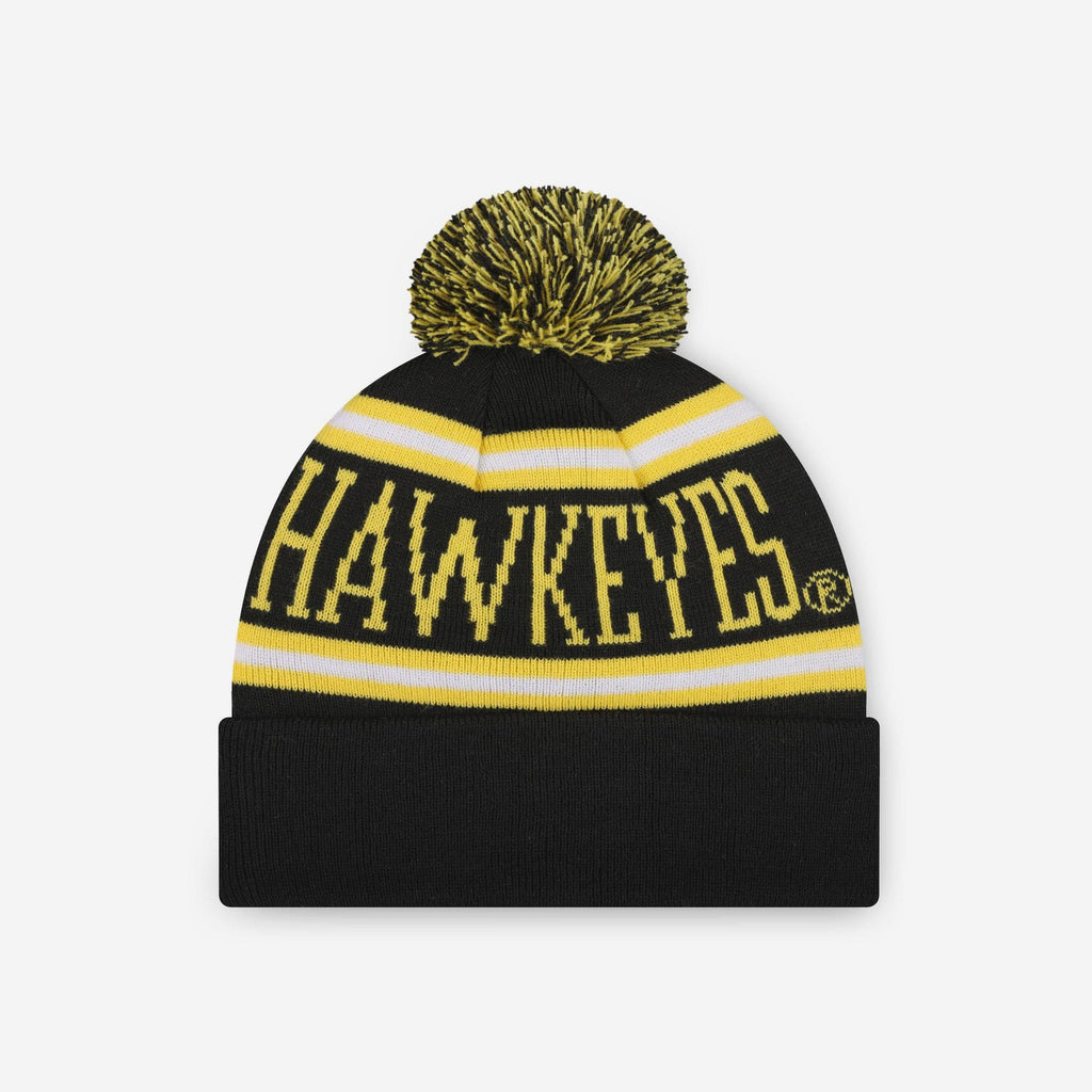 Iowa Hawkeyes Primary Stripe Pom Beanie FOCO