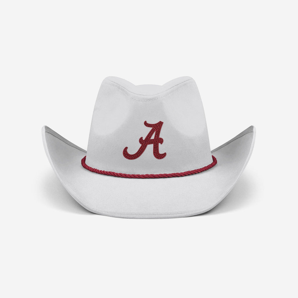 Alabama Crimson Tide White Rhinestone Logo Cowboy Hat FOCO