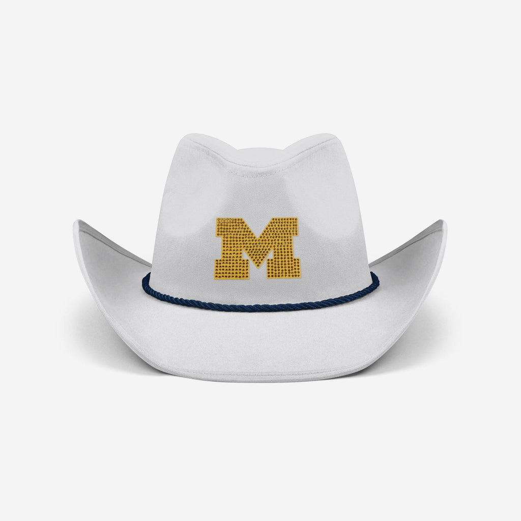 Michigan Wolverines White Rhinestone Logo Cowboy Hat FOCO