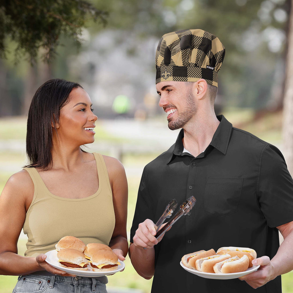 New Orleans Saints Plaid Chef Hat FOCO