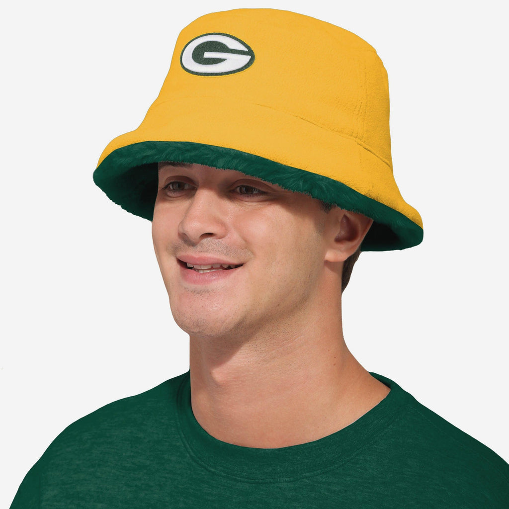 Green Bay Packers Reversible Faux Fur Bucket Hat FOCO