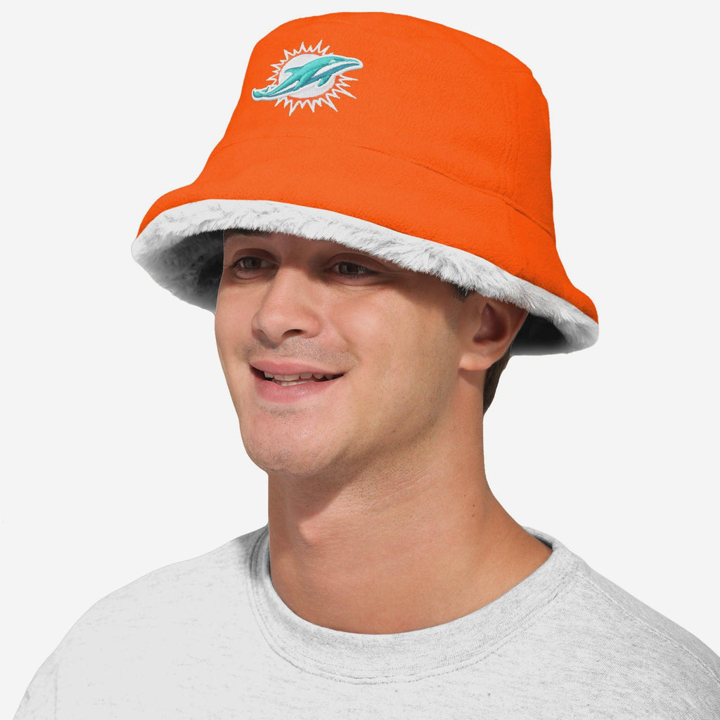 Miami Dolphins Reversible Faux Fur Bucket Hat FOCO