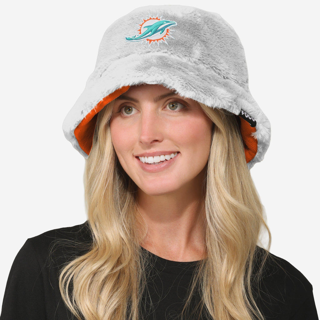 Miami Dolphins Reversible Faux Fur Bucket Hat FOCO