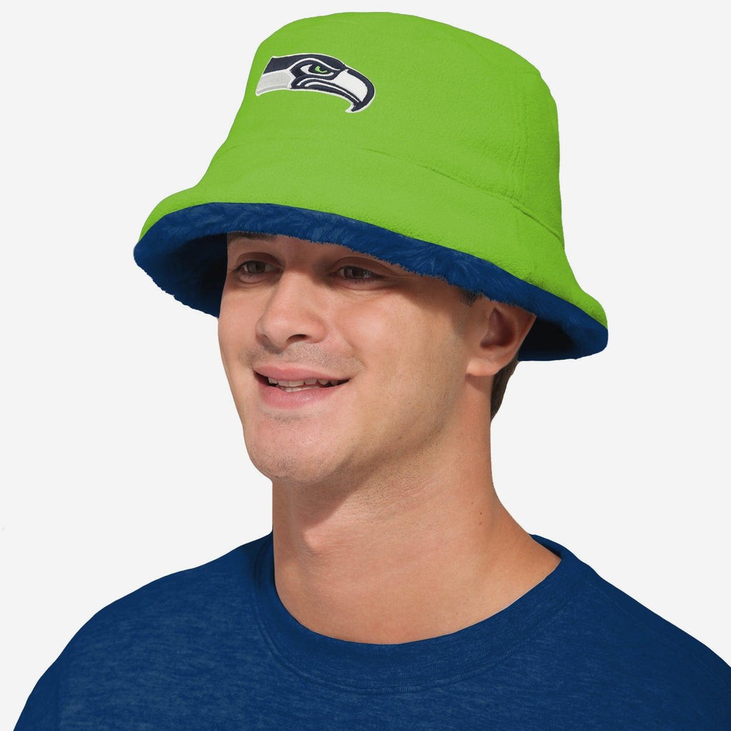 Seattle Seahawks Reversible Faux Fur Bucket Hat FOCO