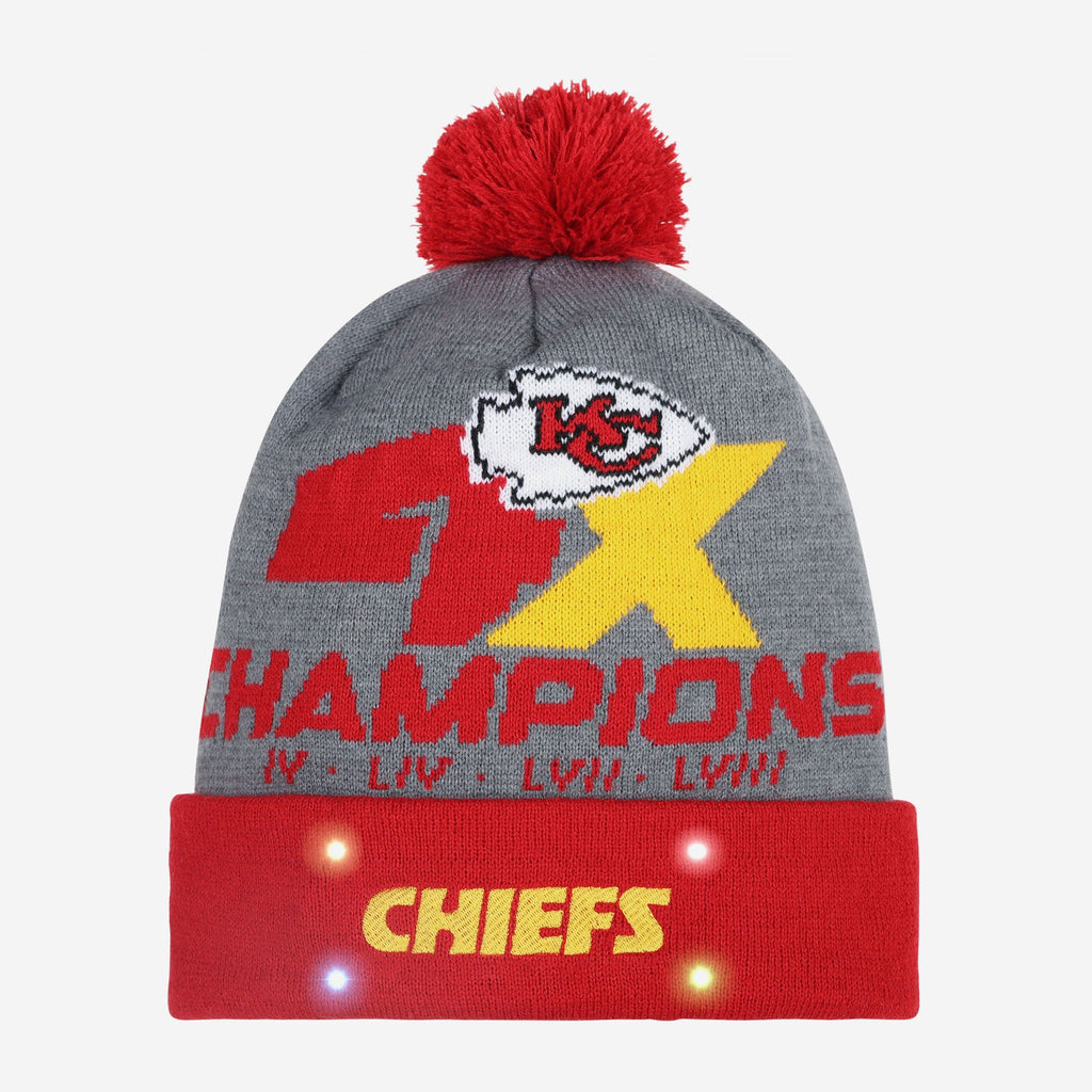 Kansas City Chiefs Super Bowl LVIII Champions Grey Wordmark Beanie FOCO