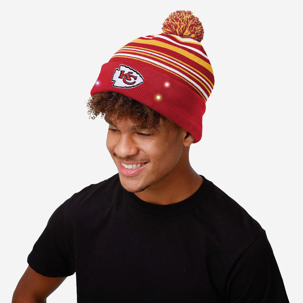 Kansas City Chiefs Horizontal Stripe Light Up Beanie FOCO