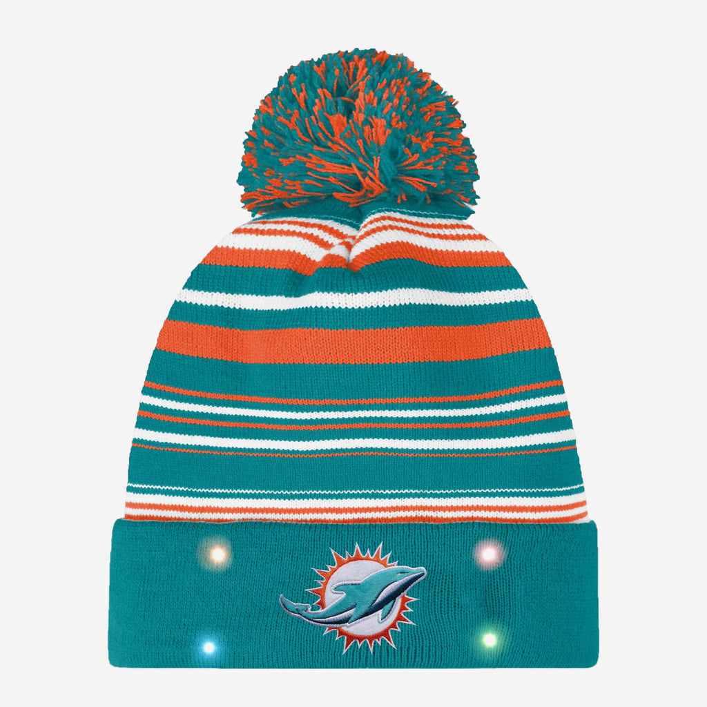 Miami Dolphins Horizontal Stripe Light Up Beanie FOCO