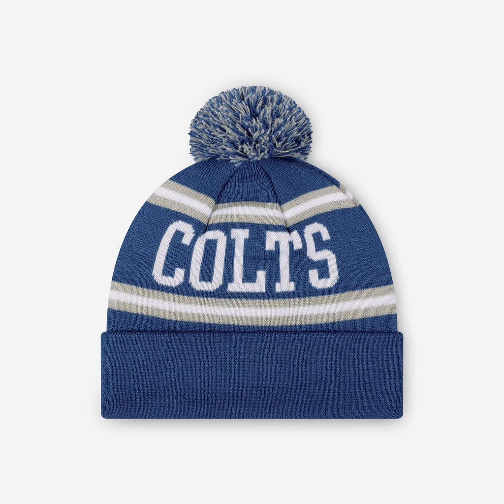 Indianapolis Colts Primary Logo Stripe Pom Beanie FOCO