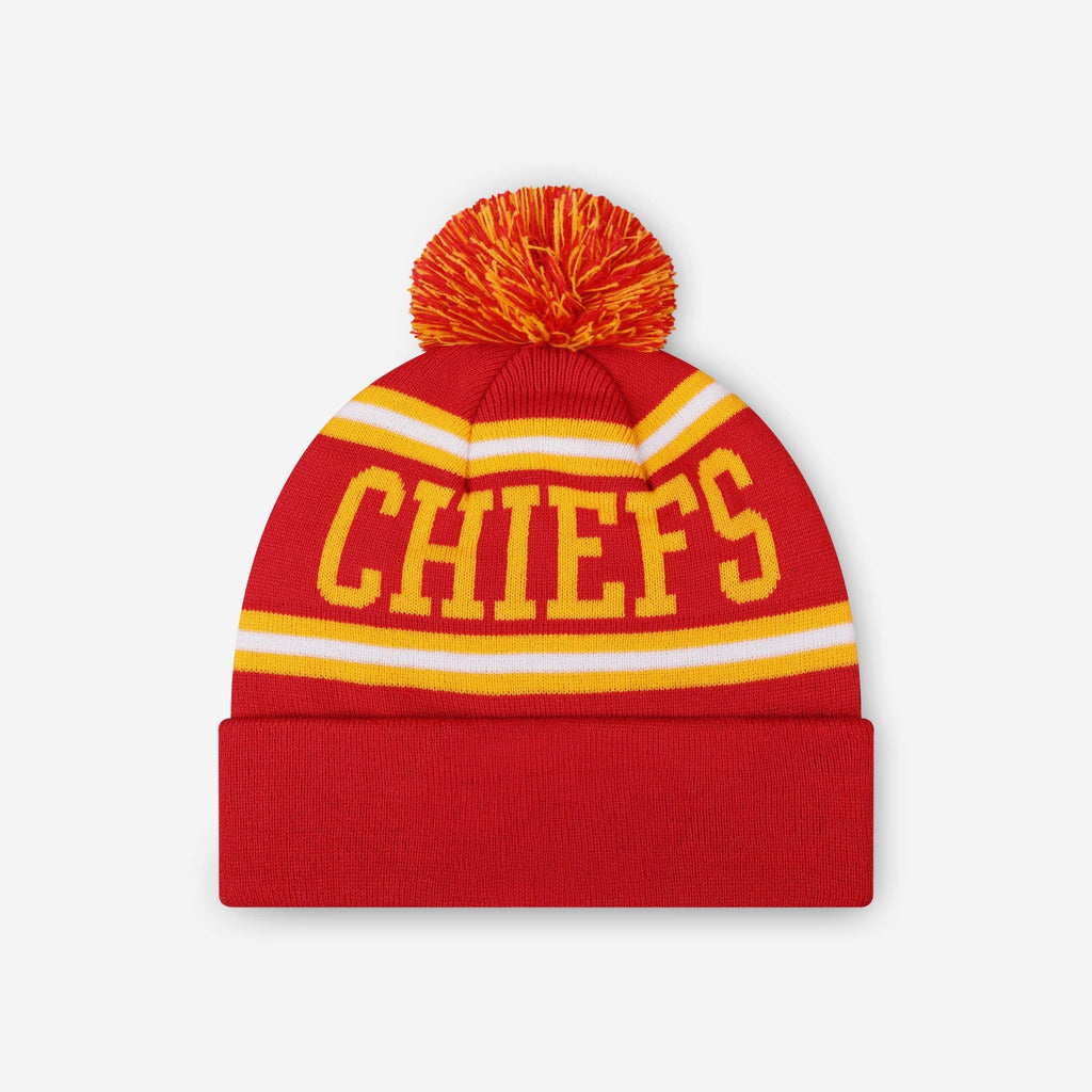 Kansas City Chiefs Primary Logo Stripe Pom Beanie FOCO
