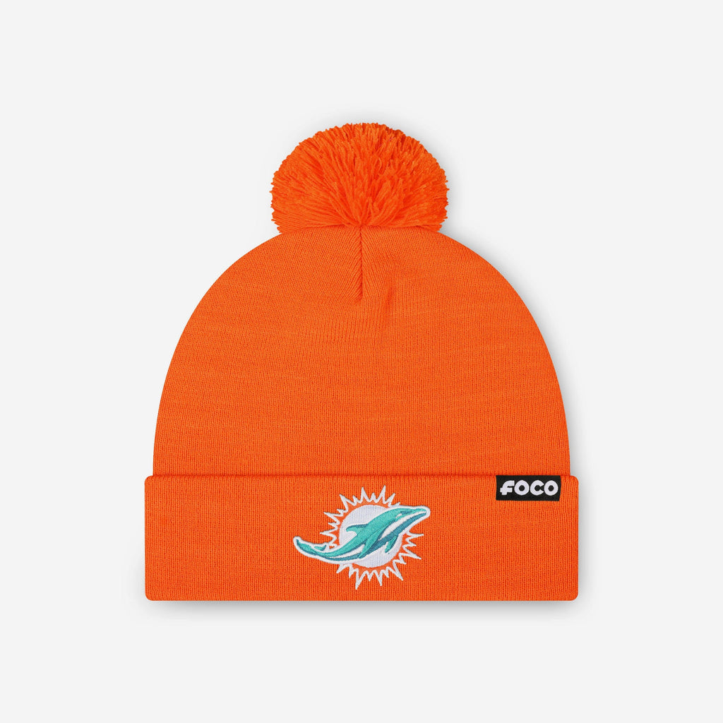 Miami Dolphins Basic Primary Logo Pom Beanie FOCO