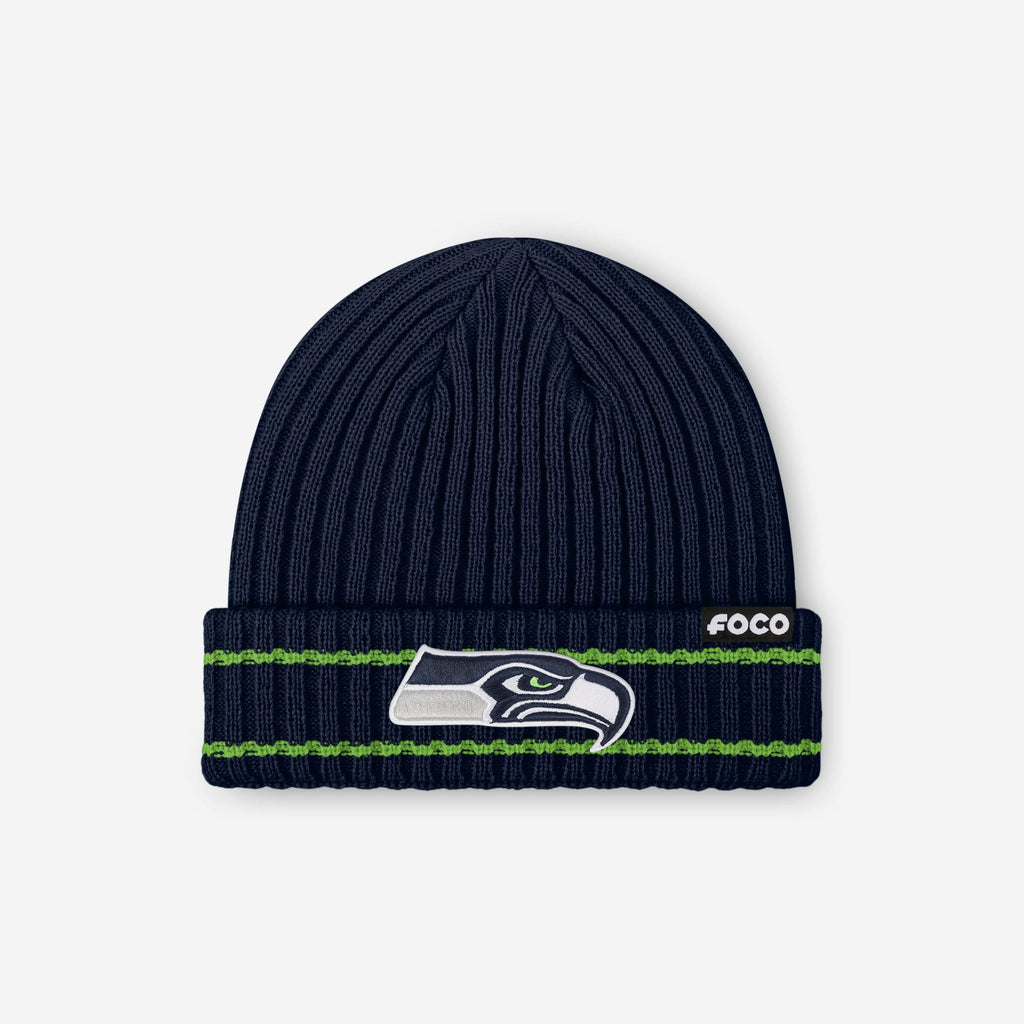 Seattle Seahawks Primary Logo Ribbed Beanie FOCO