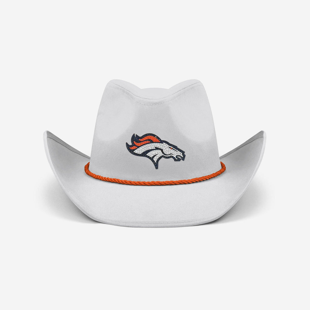 Denver Broncos White Rhinestone Logo Cowboy Hat FOCO