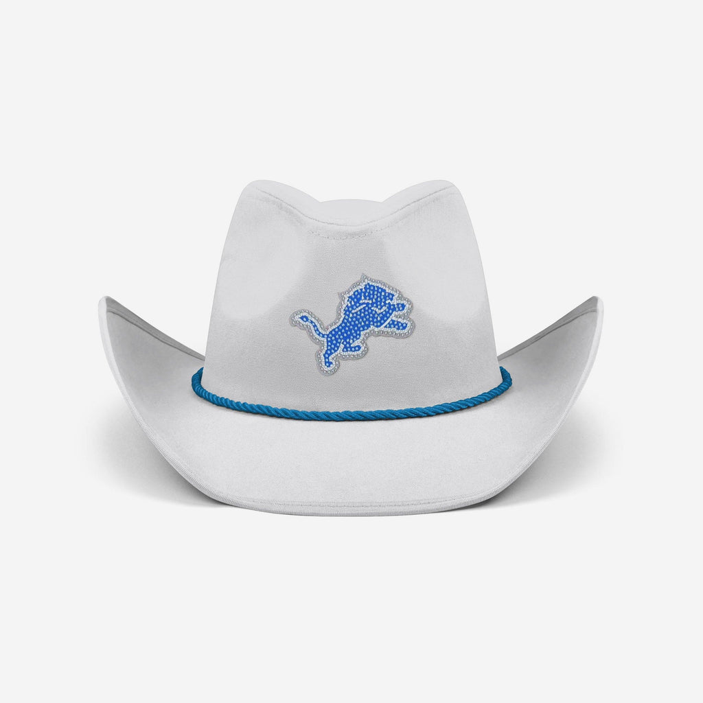Detroit Lions White Rhinestone Logo Cowboy Hat FOCO