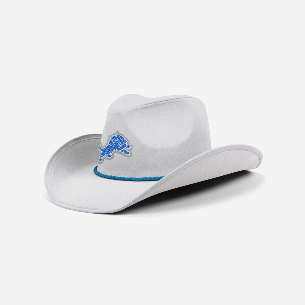 Detroit Lions White Rhinestone Logo Cowboy Hat FOCO