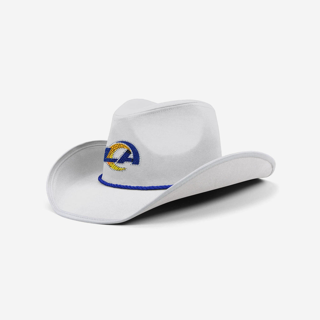 Los Angeles Rams White Rhinestone Logo Cowboy Hat FOCO