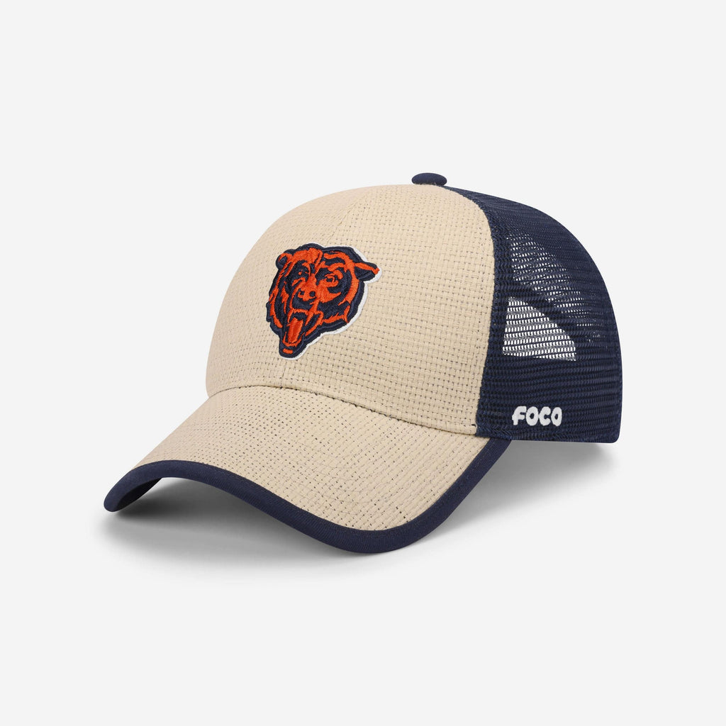 Chicago Bears Straw Casual Trucker Cap FOCO