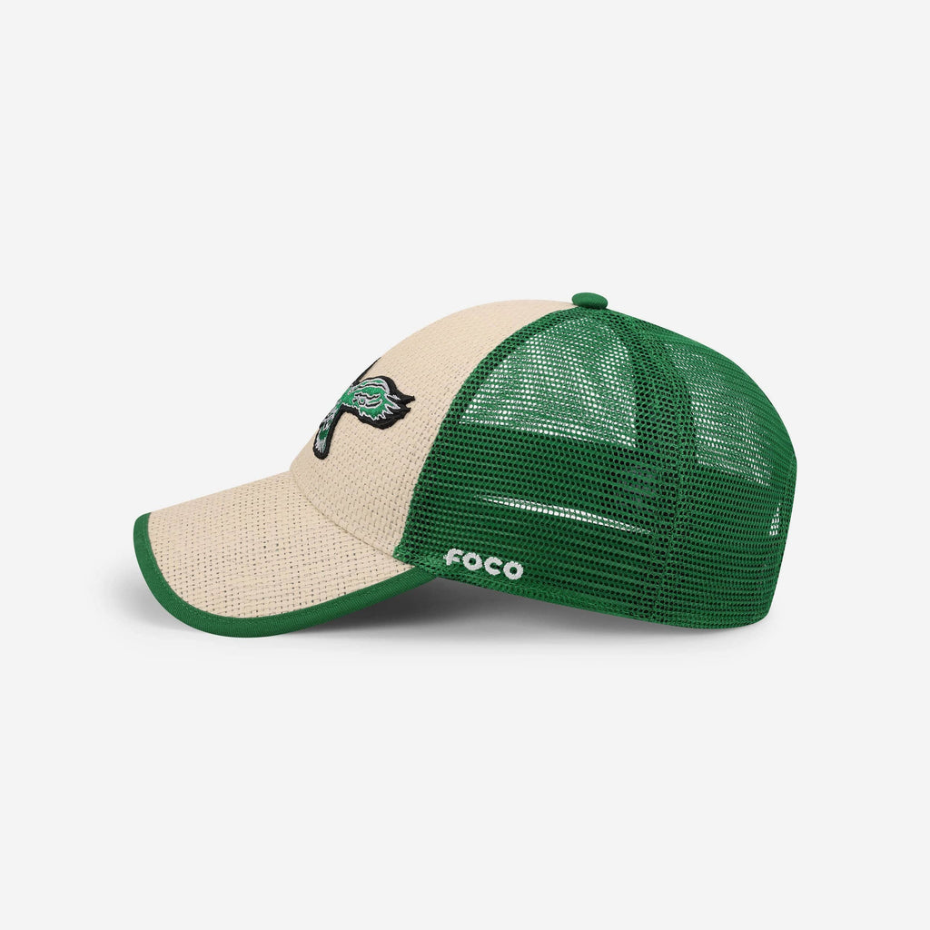 Philadelphia Eagles Straw Casual Trucker Cap FOCO