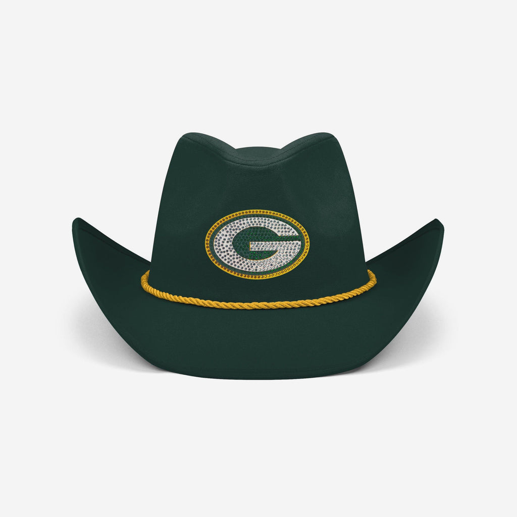 Green Bay Packers Team Color Rhinestone Logo Cowboy Hat FOCO
