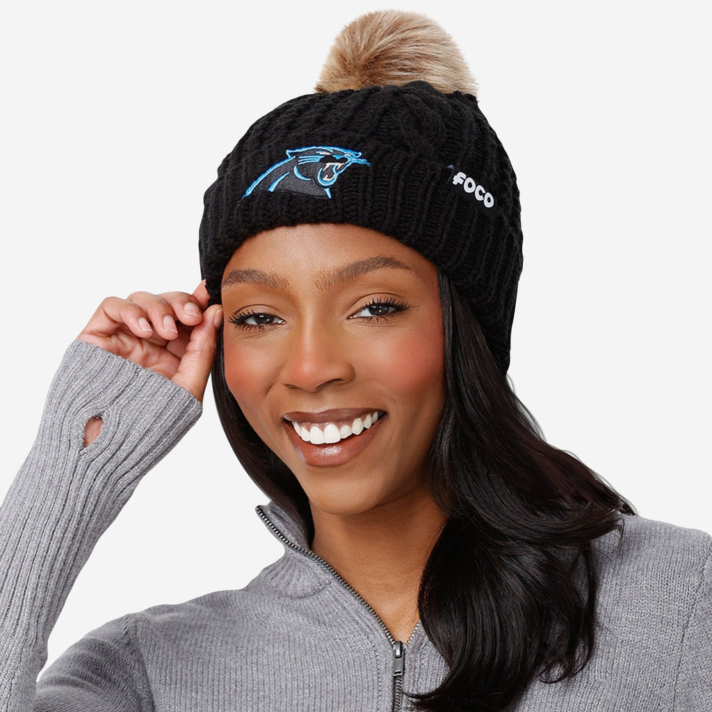 Carolina Panthers Womens Faux Fur Pom Beanie FOCO