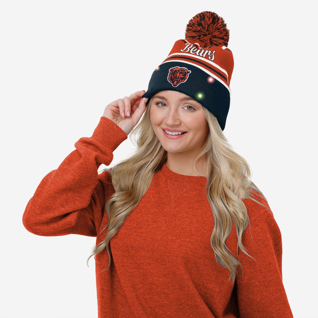 Chicago Bears Womens Wordmark Script Light Up Beanie FOCO