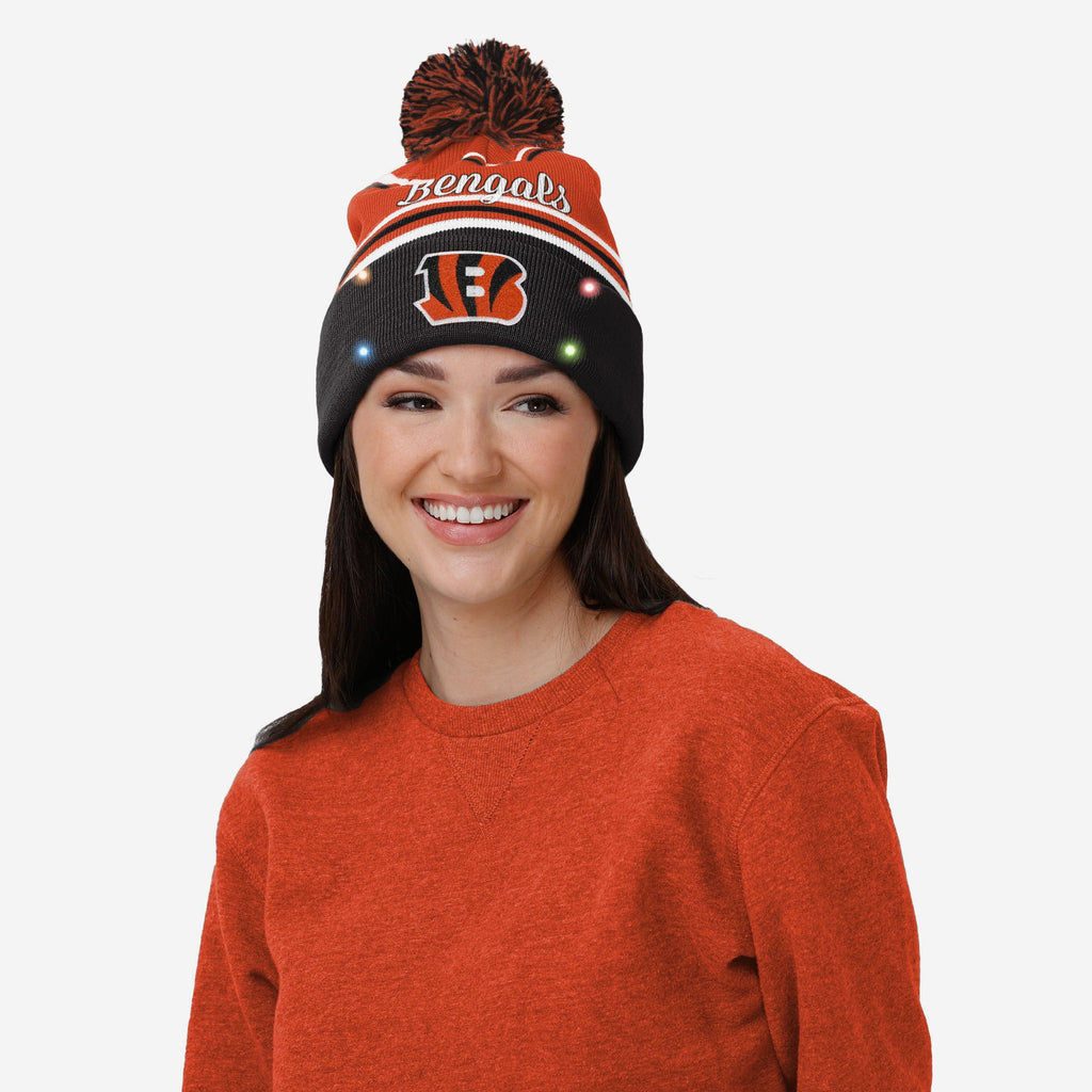 Cincinnati Bengals Womens Wordmark Script Light Up Beanie FOCO