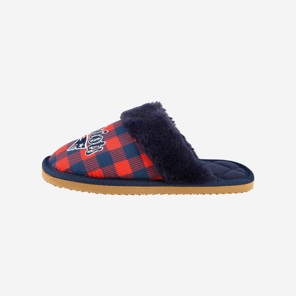 New England Patriots Womens Plaid Sherpa Mule Slipper FOCO