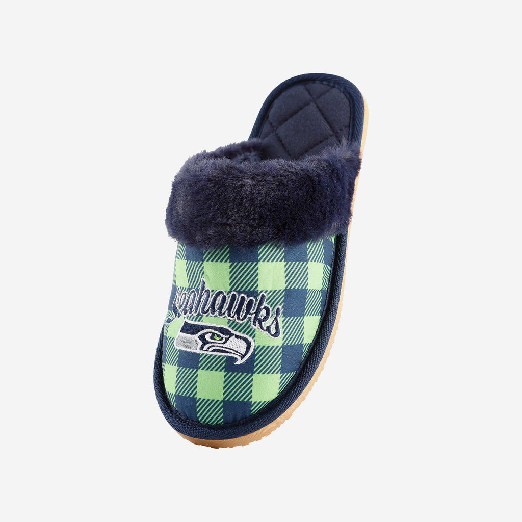 Seattle Seahawks Womens Plaid Sherpa Mule Slipper FOCO
