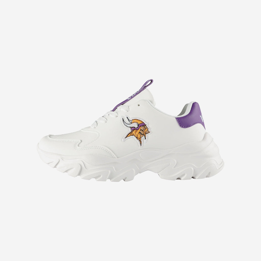 Minnesota Vikings Womens Glitter Big Logo Vintage White Chunky Sneaker FOCO