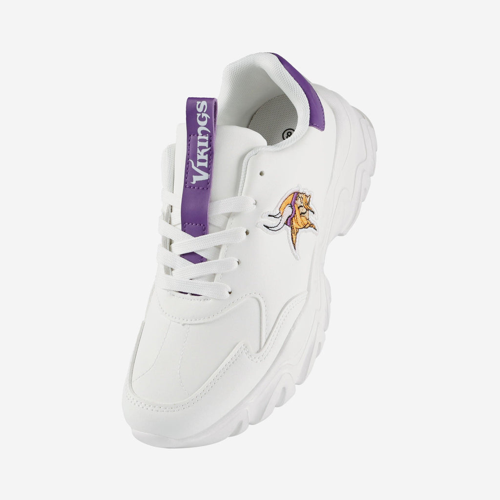 Minnesota Vikings Womens Glitter Big Logo Vintage White Chunky Sneaker FOCO