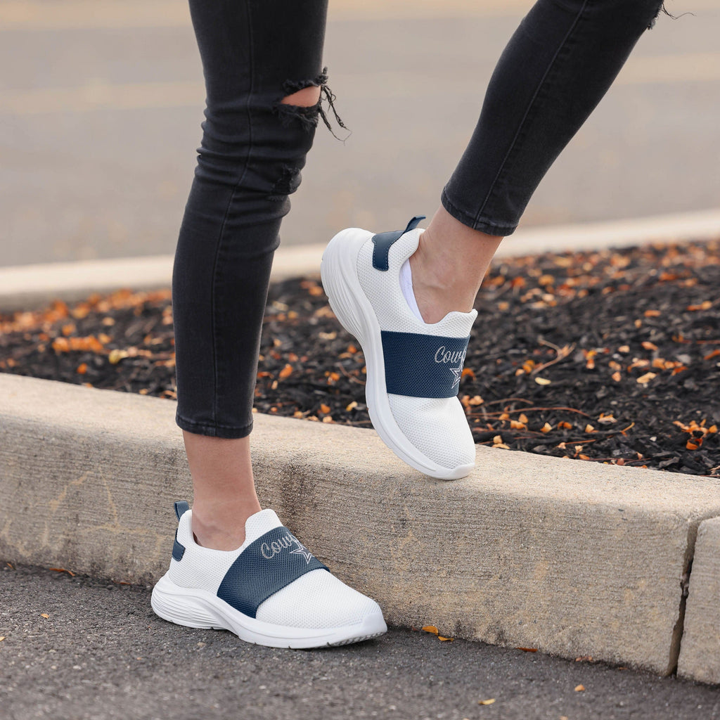 Dallas Cowboys Womens Script Wordmark White Slip On Sneakers FOCO