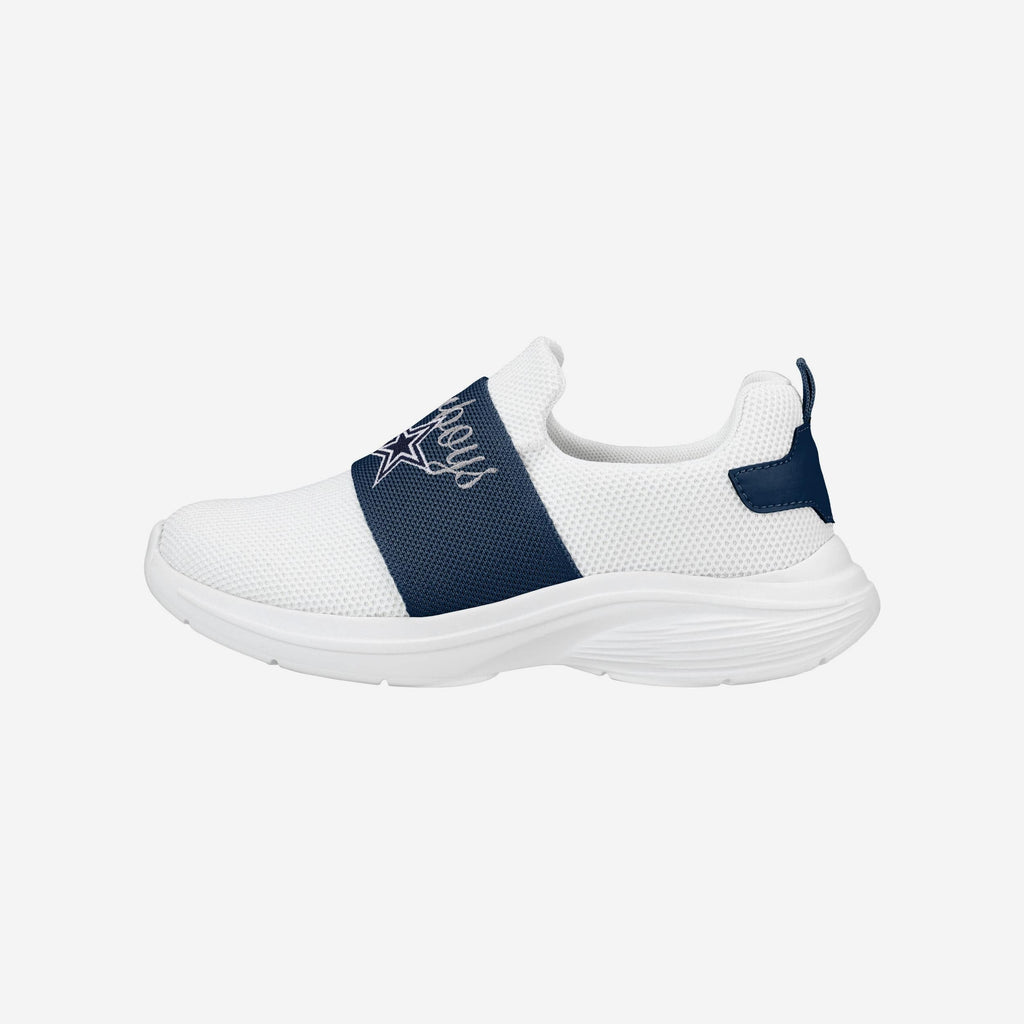 Dallas Cowboys Womens Script Wordmark White Slip On Sneakers FOCO